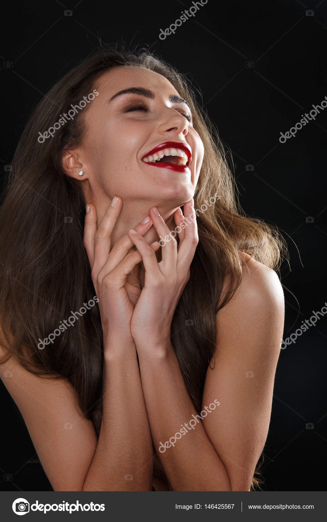 Sexy Mädchen Mit Rotem Lippenstift Stockfotografie Lizenzfreie Fotos