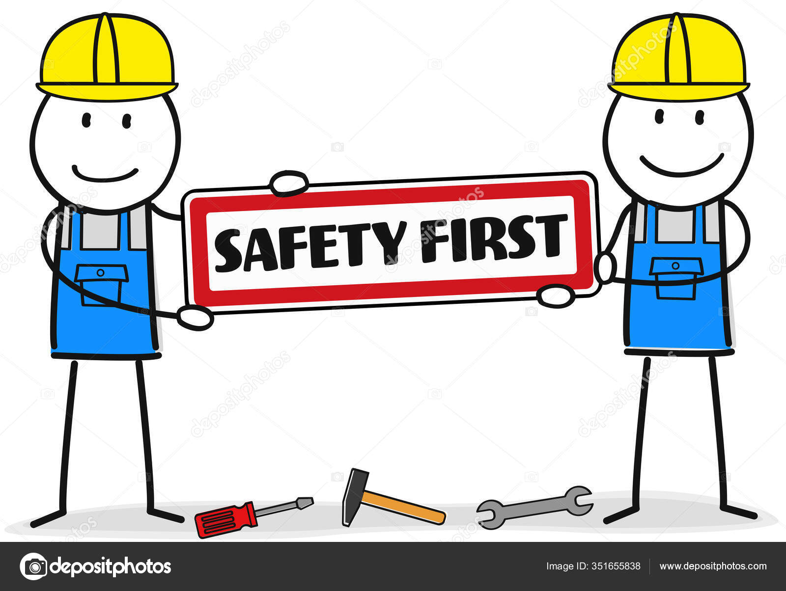 Two Worker Safety First Sign Stock Illustration by ©rosifan19 #351655838
