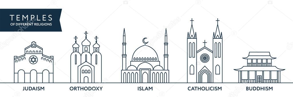 Temples of world different religions. Infographics — Stock Vector ...