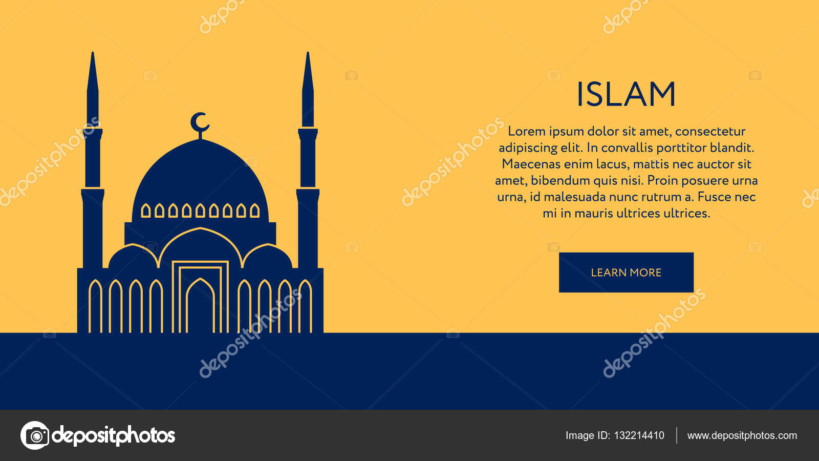 Mosque icon. Islam building banner — Stock Vector © moibalkon #132214410