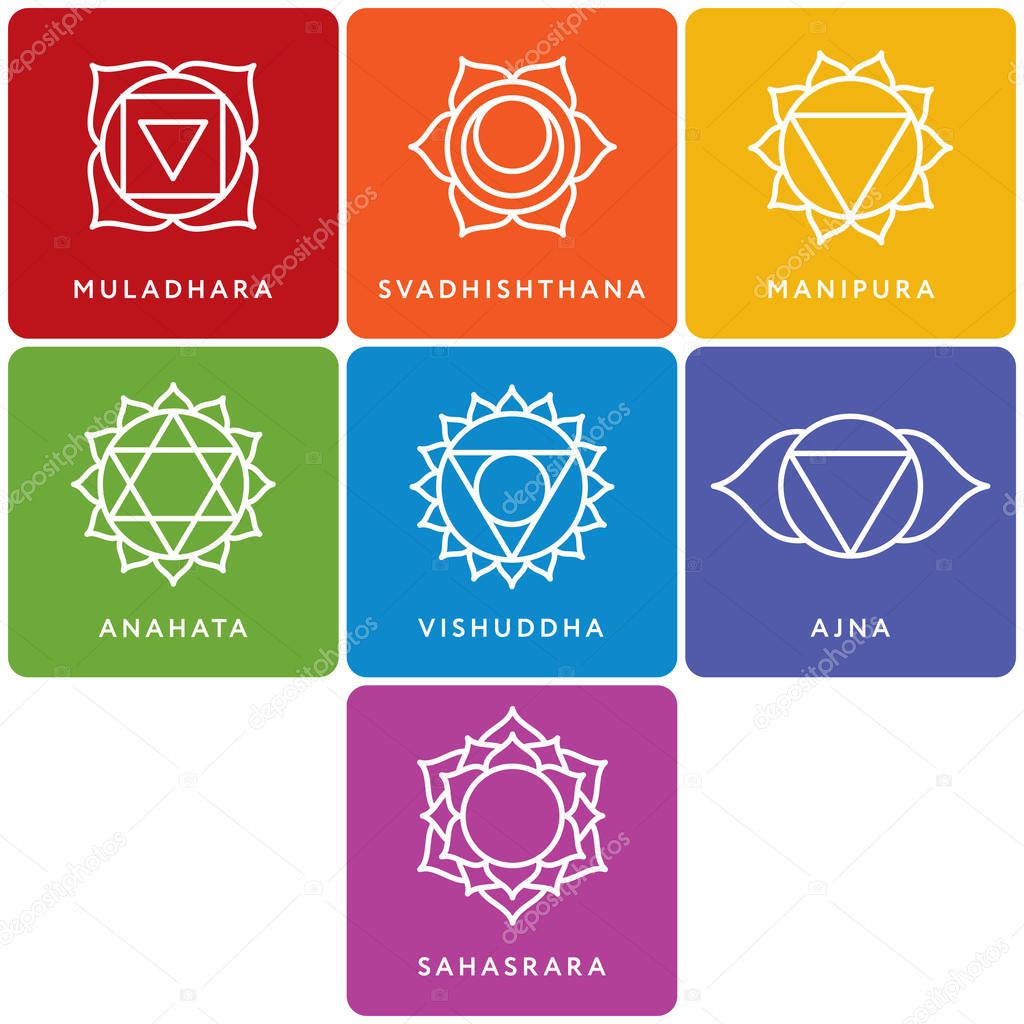 Set of seven chakra symbols with names — Stock Vector © moibalkon ... Set of seven chakra symbols with names — Stock Vector © moibalkon ...