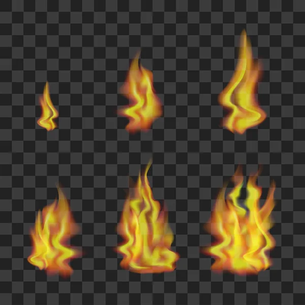 Realistic fire flames set vector on transparent background. Vector ...