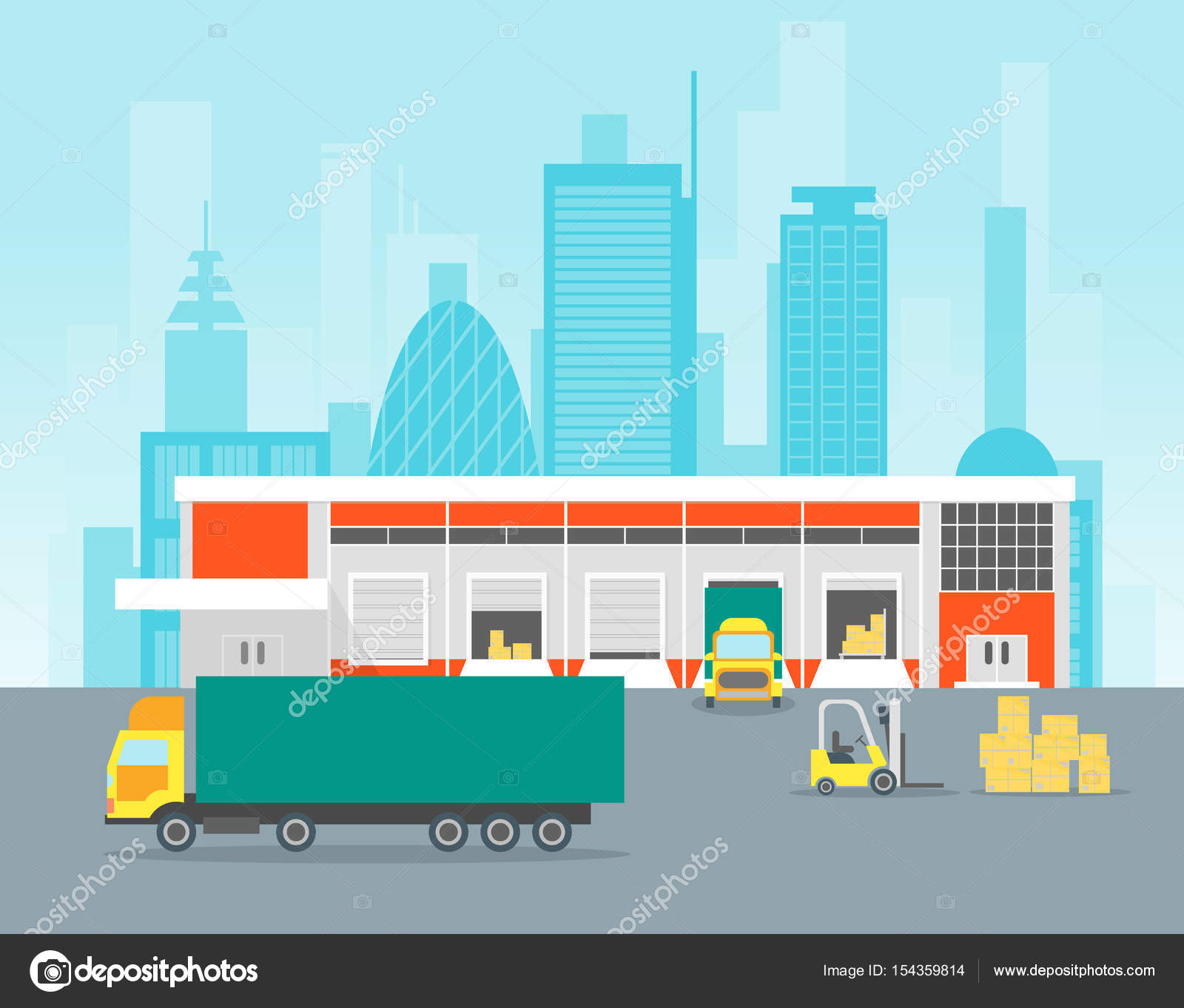 Cartoon Warehouse Distribution Logistics. Vector Stock Vector Image by ...