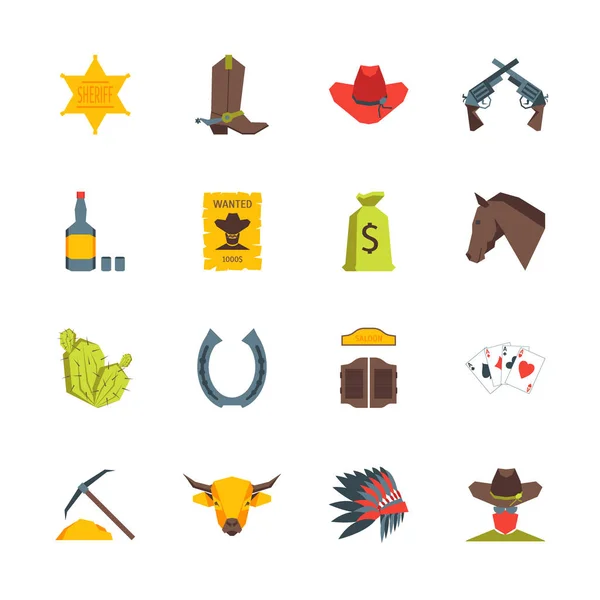 Cowboy objects icons set — Stock Vector © TopVectors #90139398