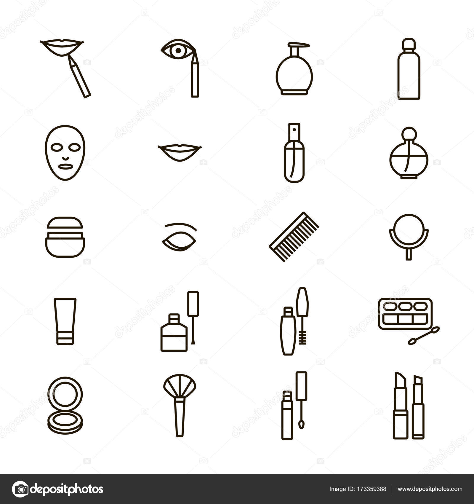 Beautiful Female Make Up Signs Thin Line Icon Set. Vector Stock Vector ...