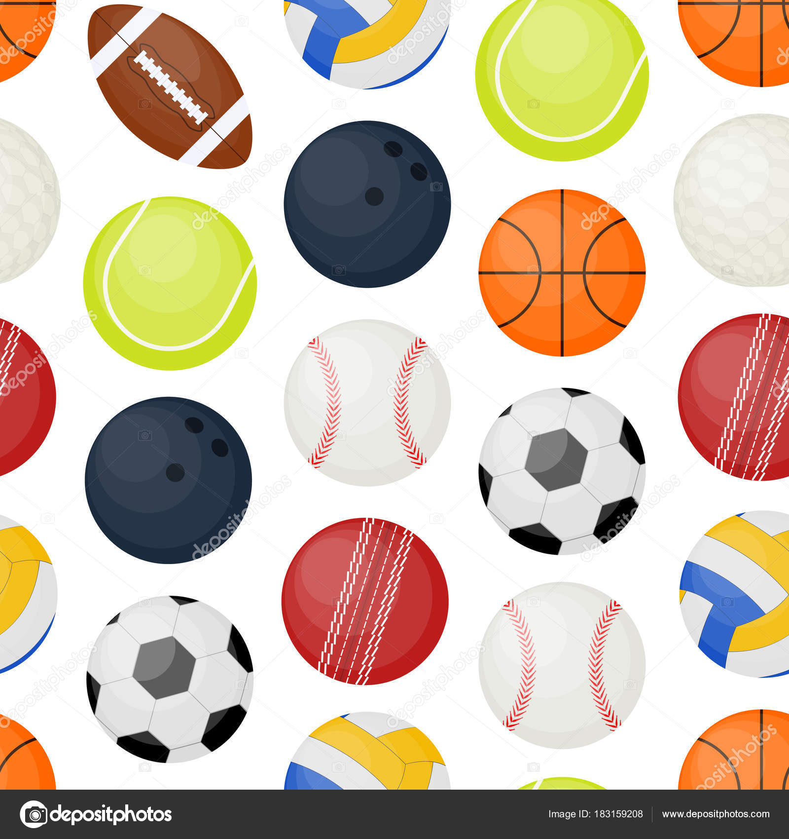 Sports Balls Seamless Pattern Background. Vector Stock Vector Image by ...