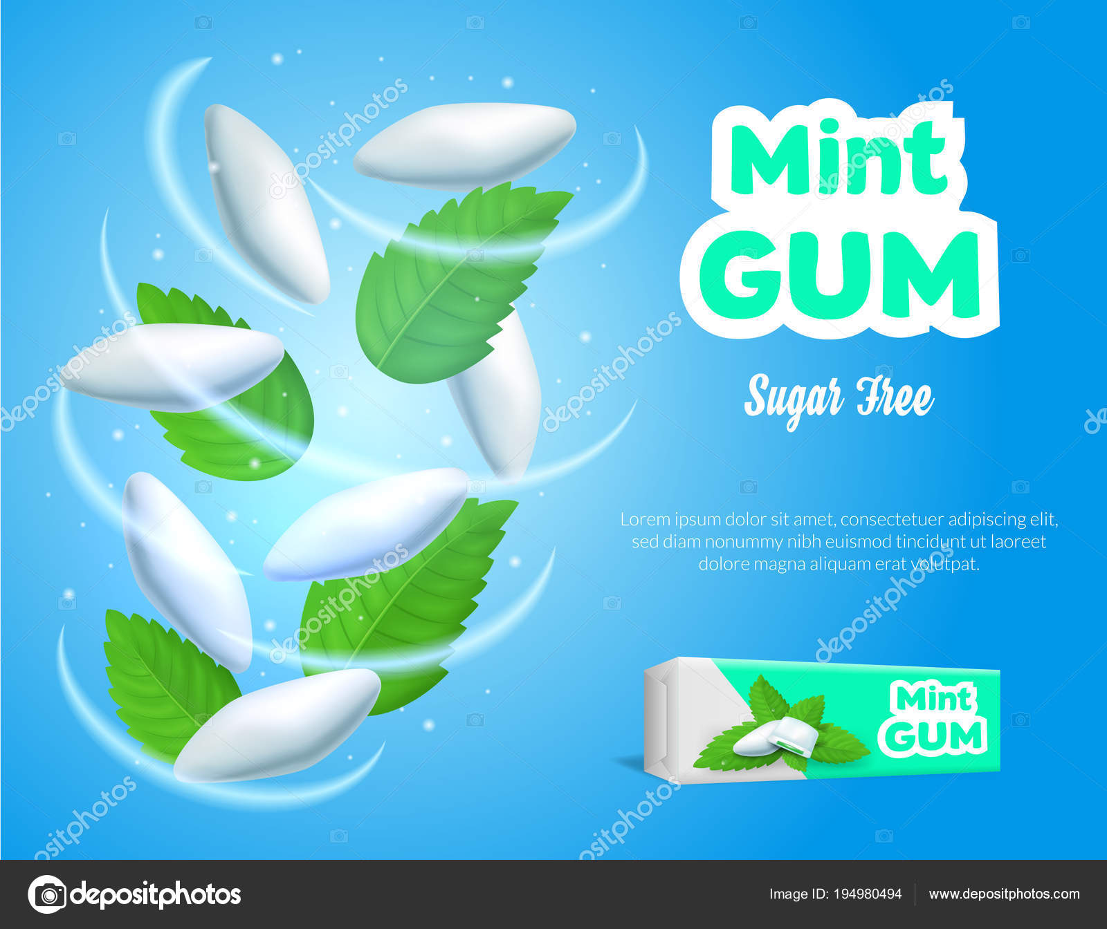 Realistic Detailed 3d Mints Gum Ads. Vector Stock Illustration by ...