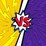 Comics vs frame. Versus lightning ray border, comic fighting due Stock ...