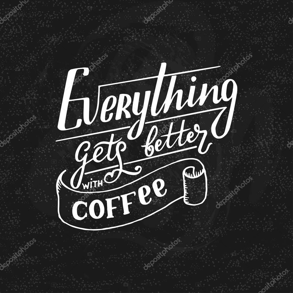 Cita de letras a mano con bocetos para cafetería o cafetería. Colección ...