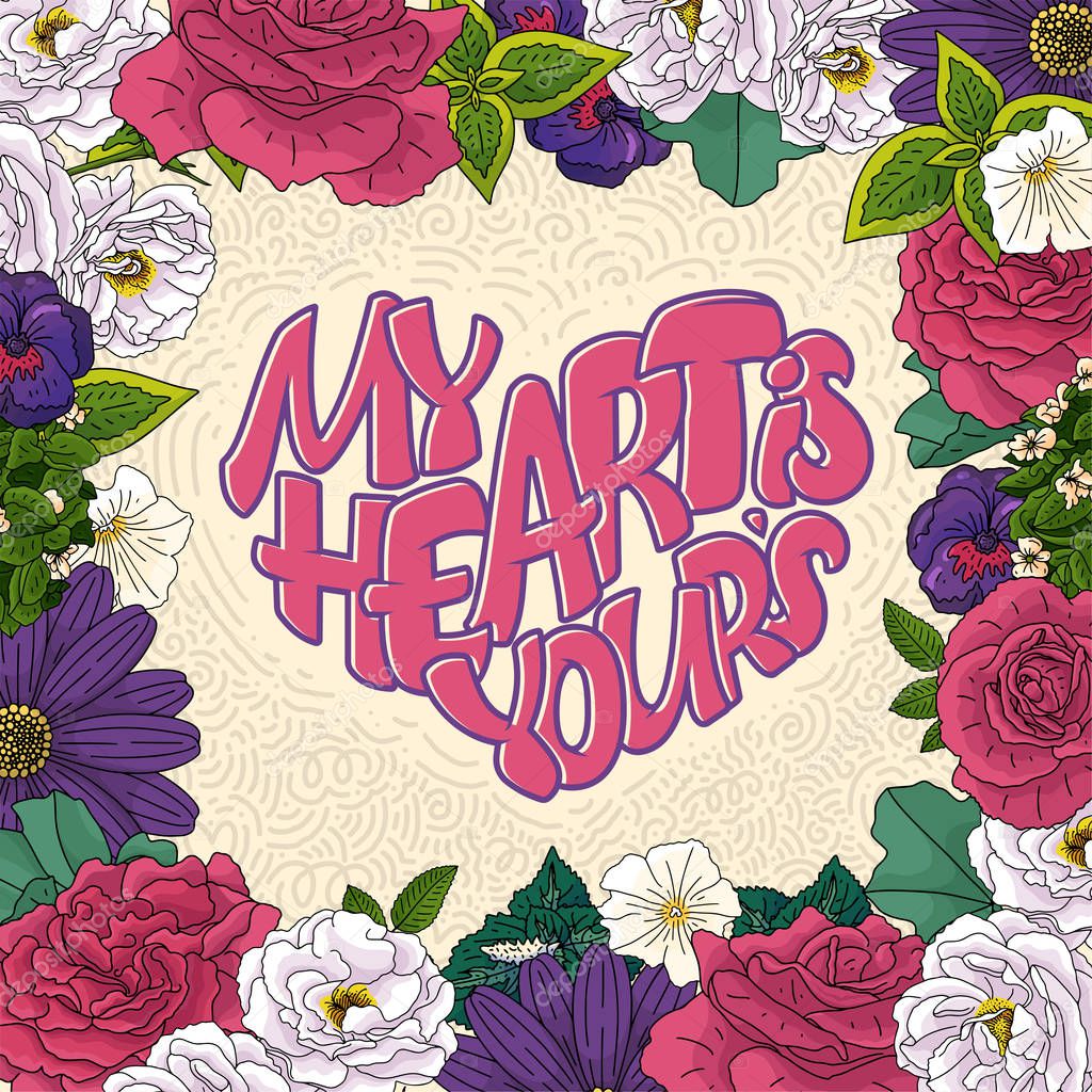 Coraz n grande con letras - Te amo para siempre, p ster de tipograf a para el D a de San Valent ...