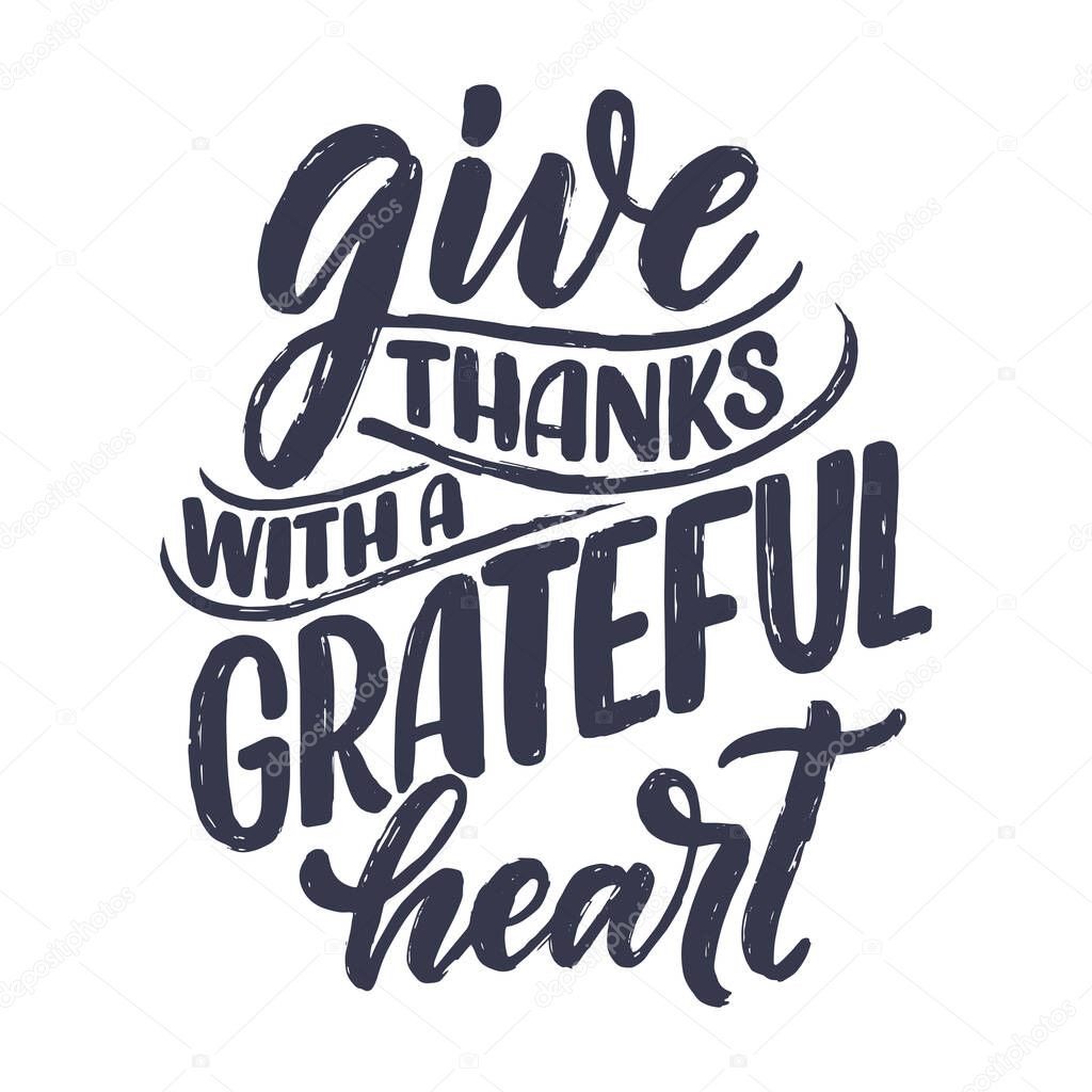 Cita escrita a mano para el D a de Acci n de Gracias. Dise o tipogr fico. Tarjeta de felicitaci ...