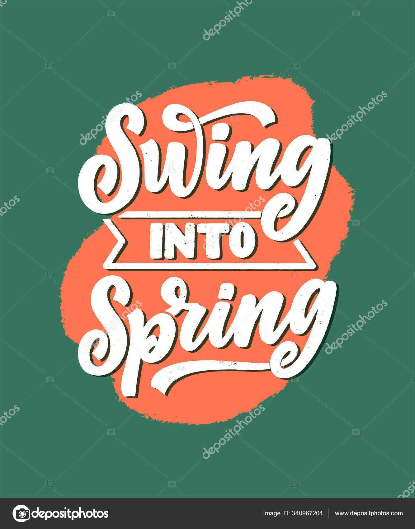 Spring Time Lettering Greeting Card Fun Season Slogan Typography Poster ...