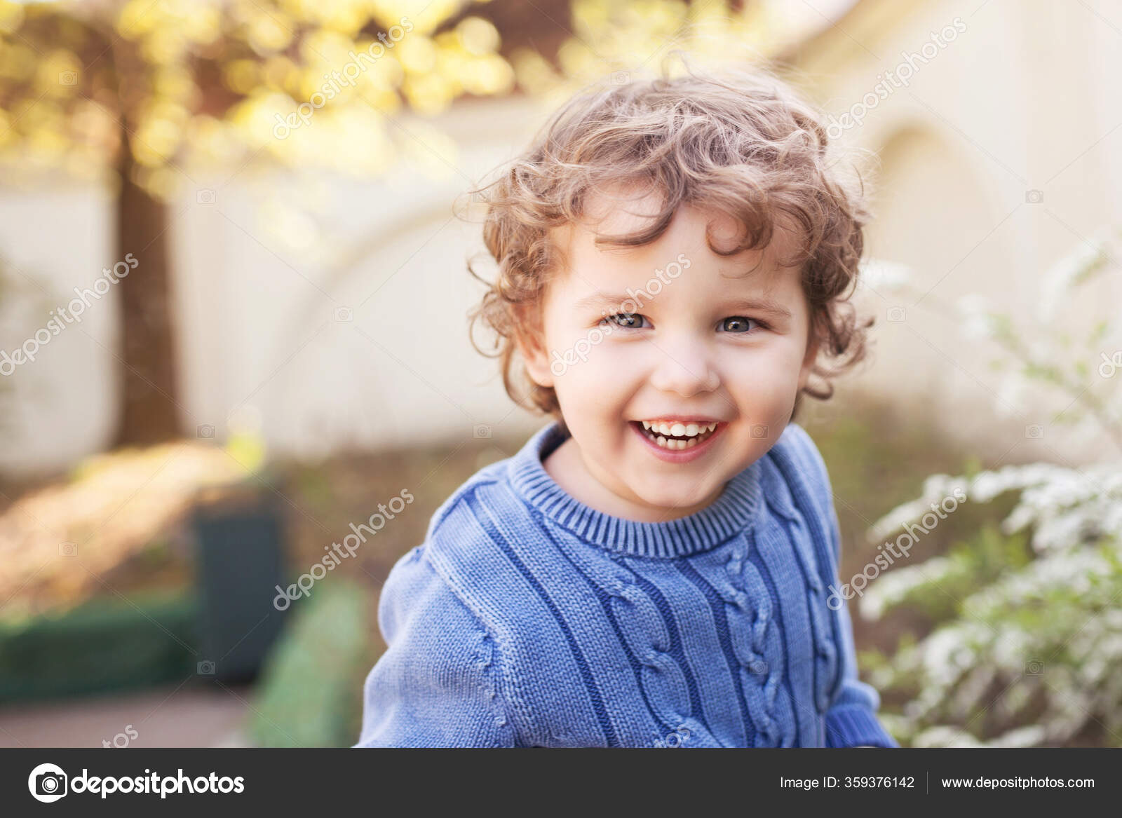 Happy Boy Playing Running Park Spring Little Smiling Kid Play — Stock ...