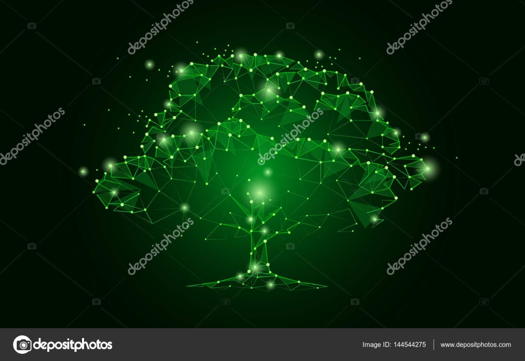 Consisting of points, lines, and shapes in the form of tree Stock ...