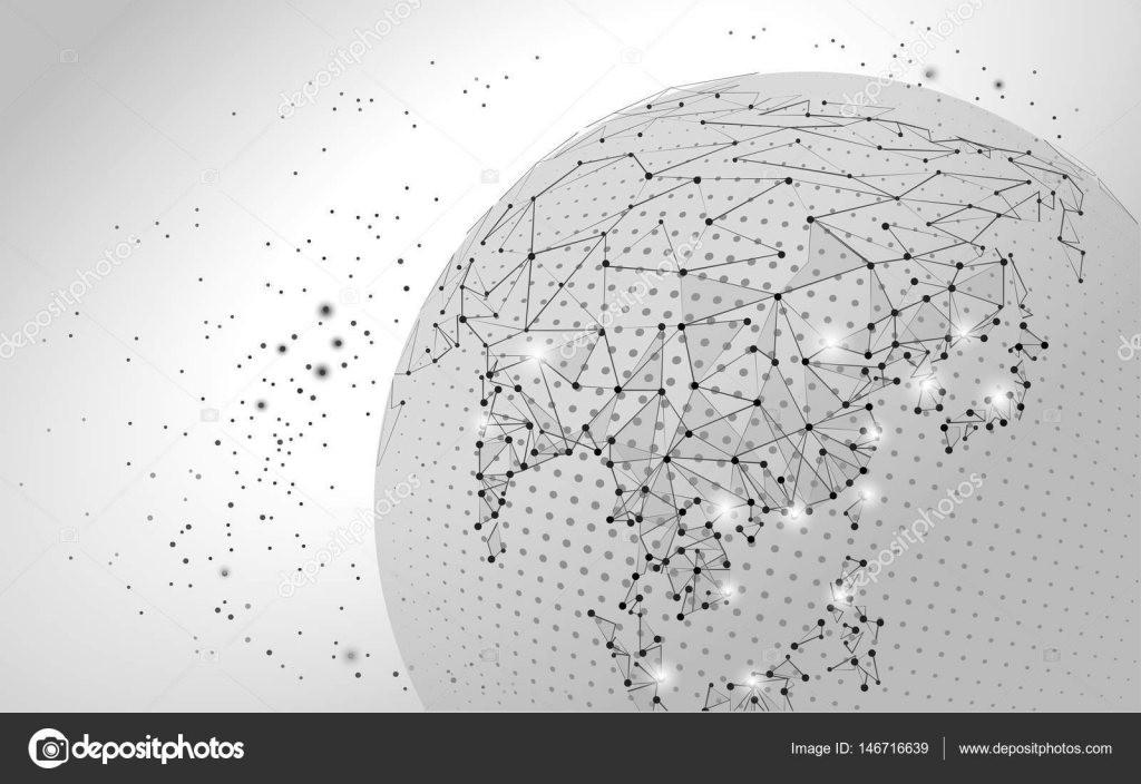 World map point, line, composition, representing the global Global ...