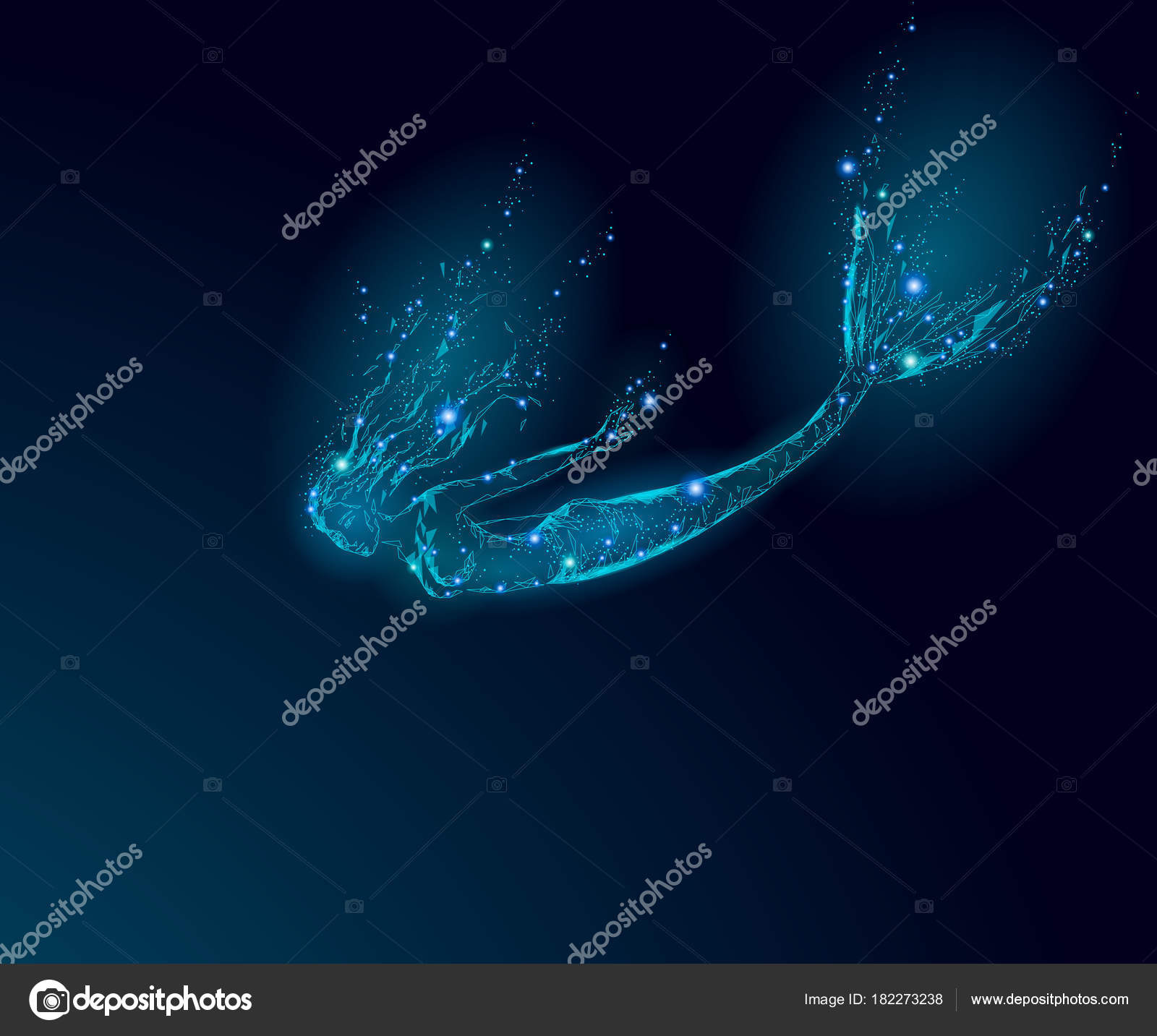 Low poly mermaid triangle myth creature sadness depressive falling ...