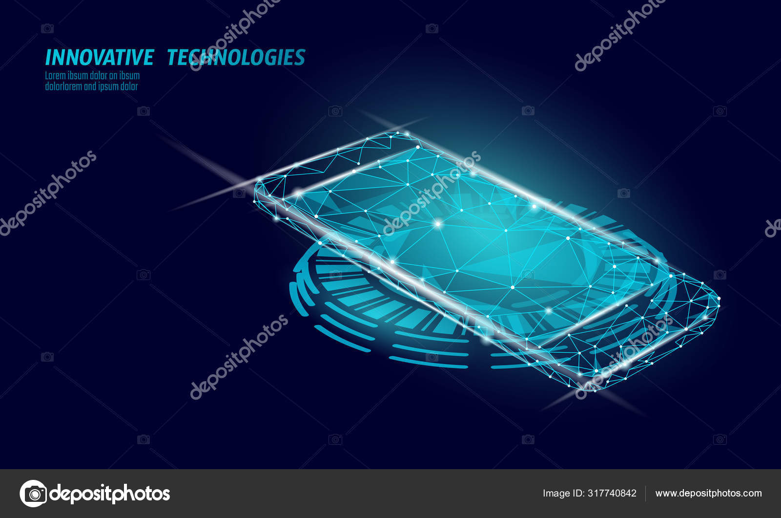 3D realistic inductive charging pad. Smartphone wireless cordless ...