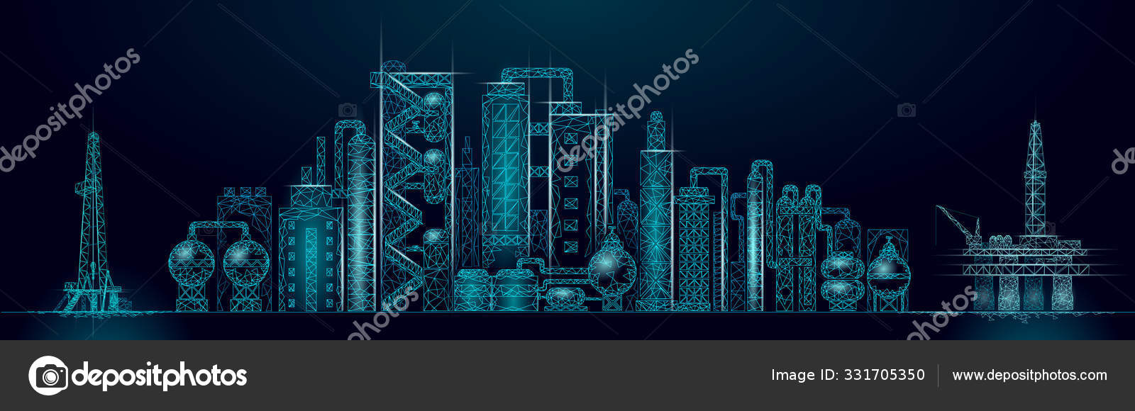Petroleum oil refinery complex panorama business concept. Finance ...