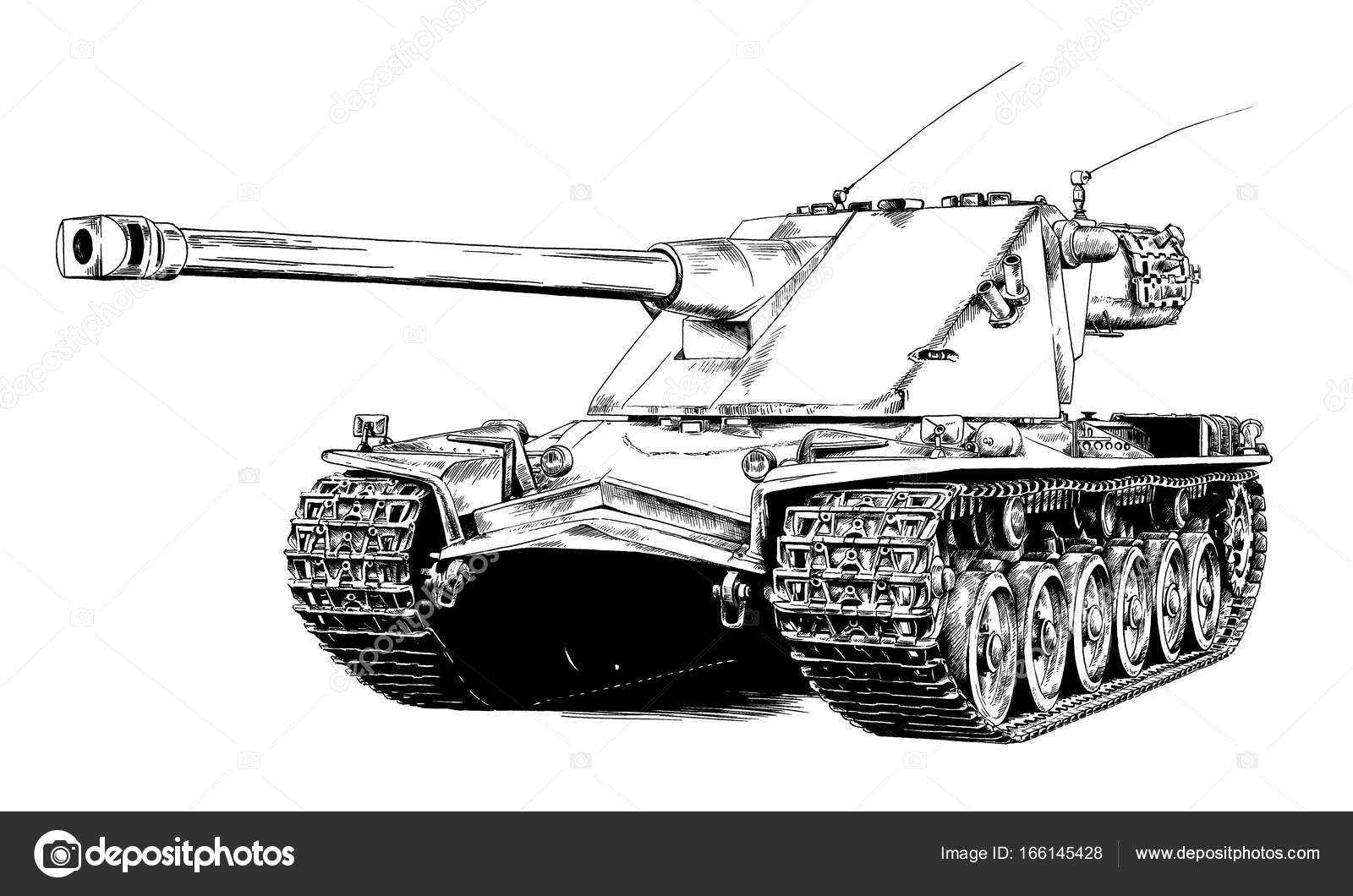 Heavy tank painted in ink by hand Stock Illustration by ©evgo1977 ...
