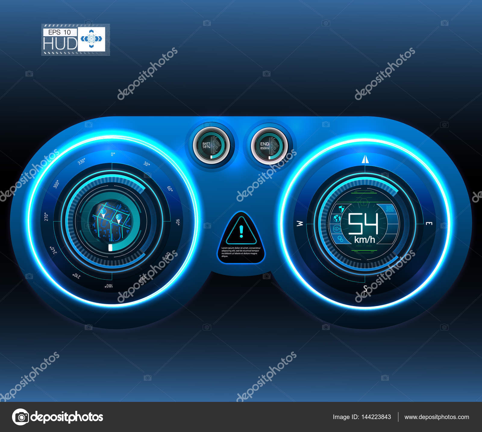 Car HUD Dashboard. Abstract virtual graphic touch user interface ...
