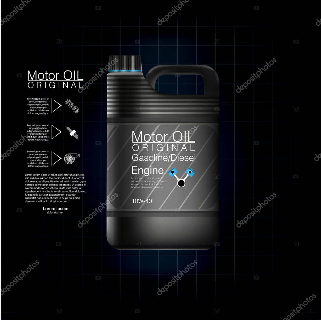 Latas de pl stico para aceite de motor y fluidos t cnicos. Eps 10 Vector bote botella de aceite ...
