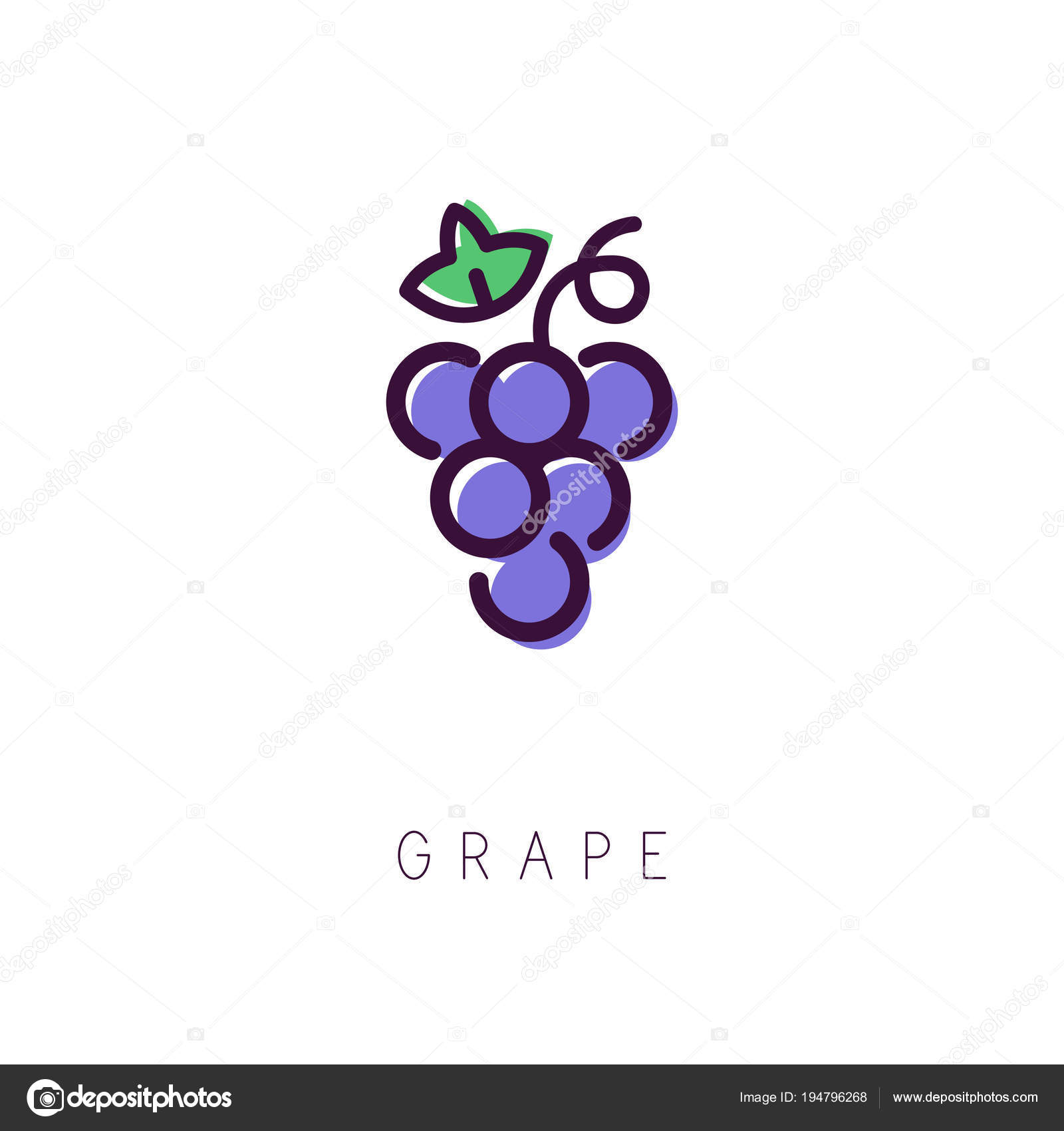 Grape logo. Line icon. Simple and clean style. Vector Stock Vector ...
