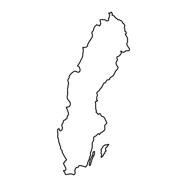 Sweden - solid black outline border map of country area. Simple flat ...