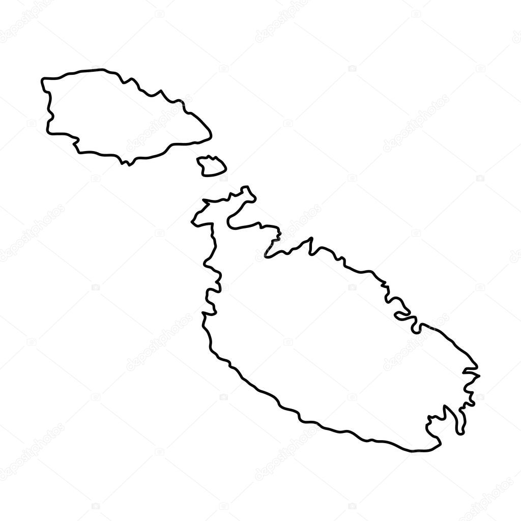 Malta Map Of Black Contour Curves Of Vector Illustration — Stock Vector
