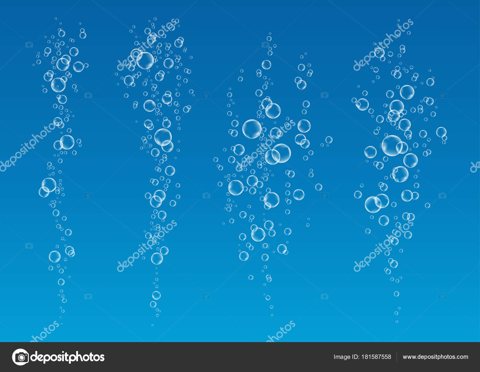 Underwater fizzing air bubbles stream on blue background. Stock Vector ...