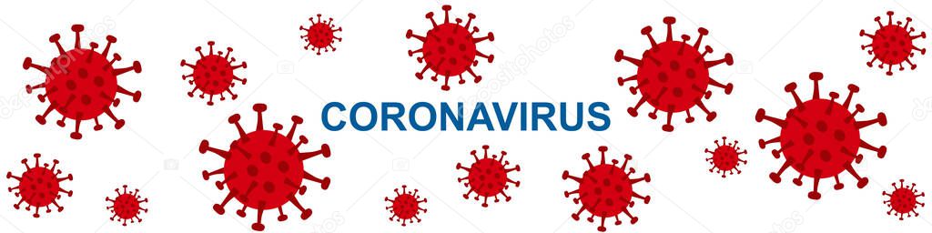 Coronavirus respiratorio rojo novedoso 2019 aislado sobre fondo blanco. Detener virus 2019-nCoV ...