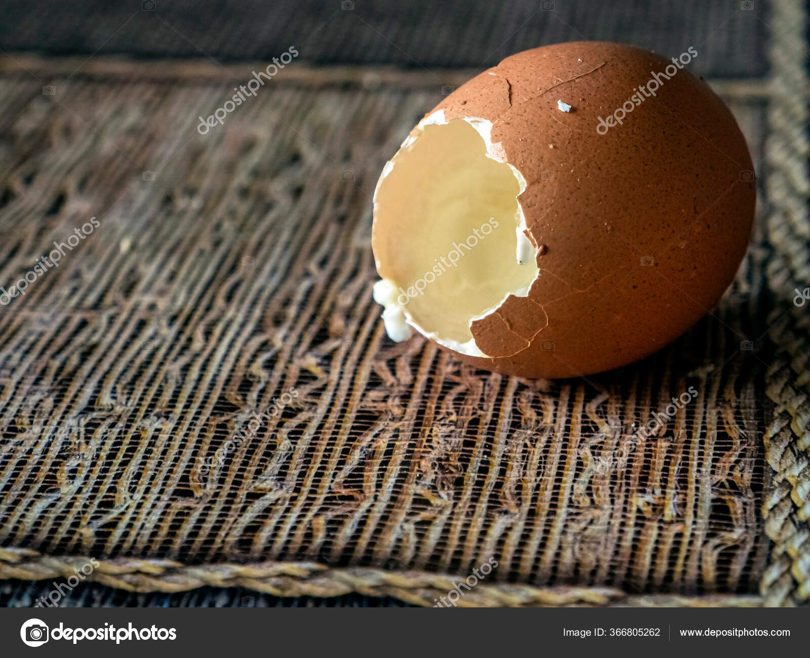 Shell Egg Eaten Breakfast Table Macro — Stock Photo © valerypetr #366805262