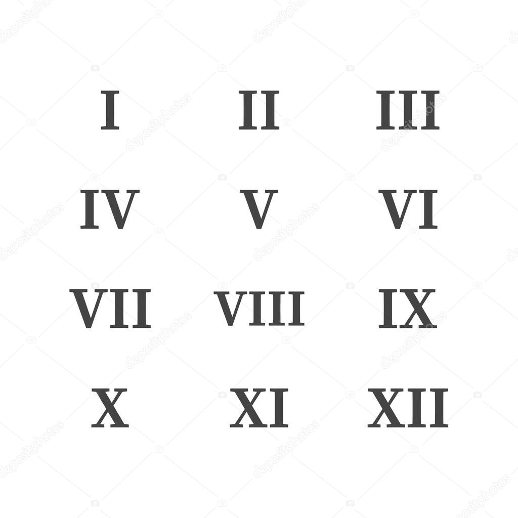 Conjunto de números romanos icono vectorial sobre fondo blanco aislado ...