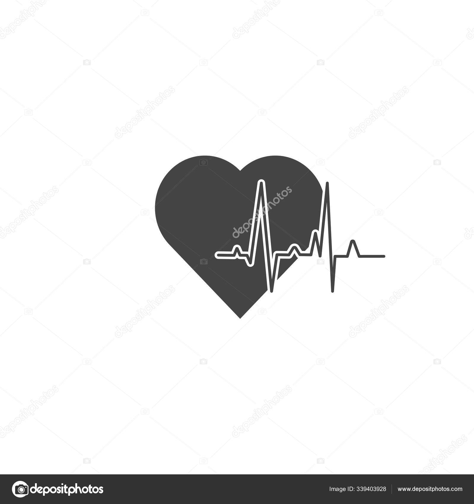 Vector heart rate icon. Arrhythmia and heart icon on white isola ...