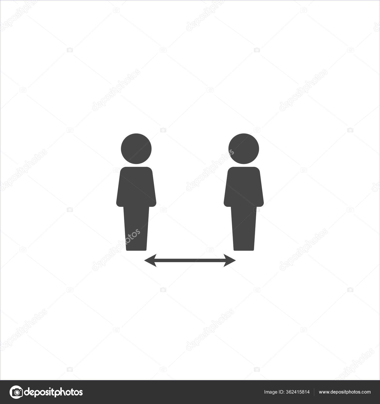 Vector Icon Need Keep Distance People White Isolated Background Layers ...