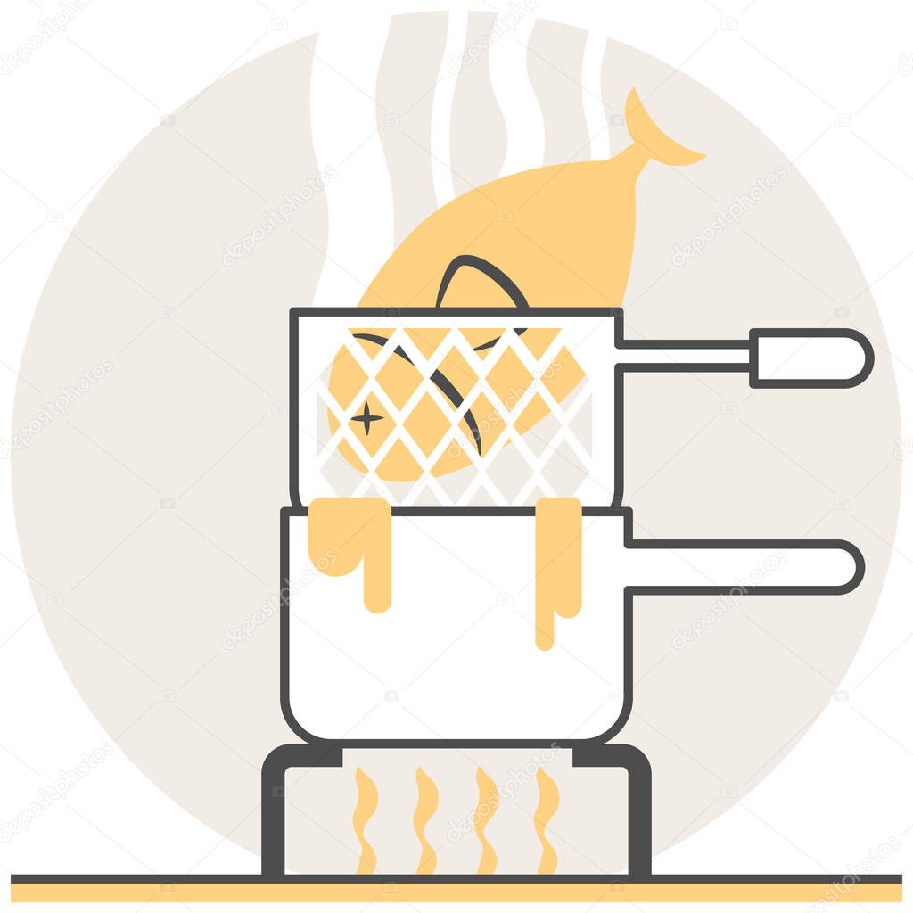 Deep Fry - Infographic Icon Elements from Cooking Set. — Stock Vector ...