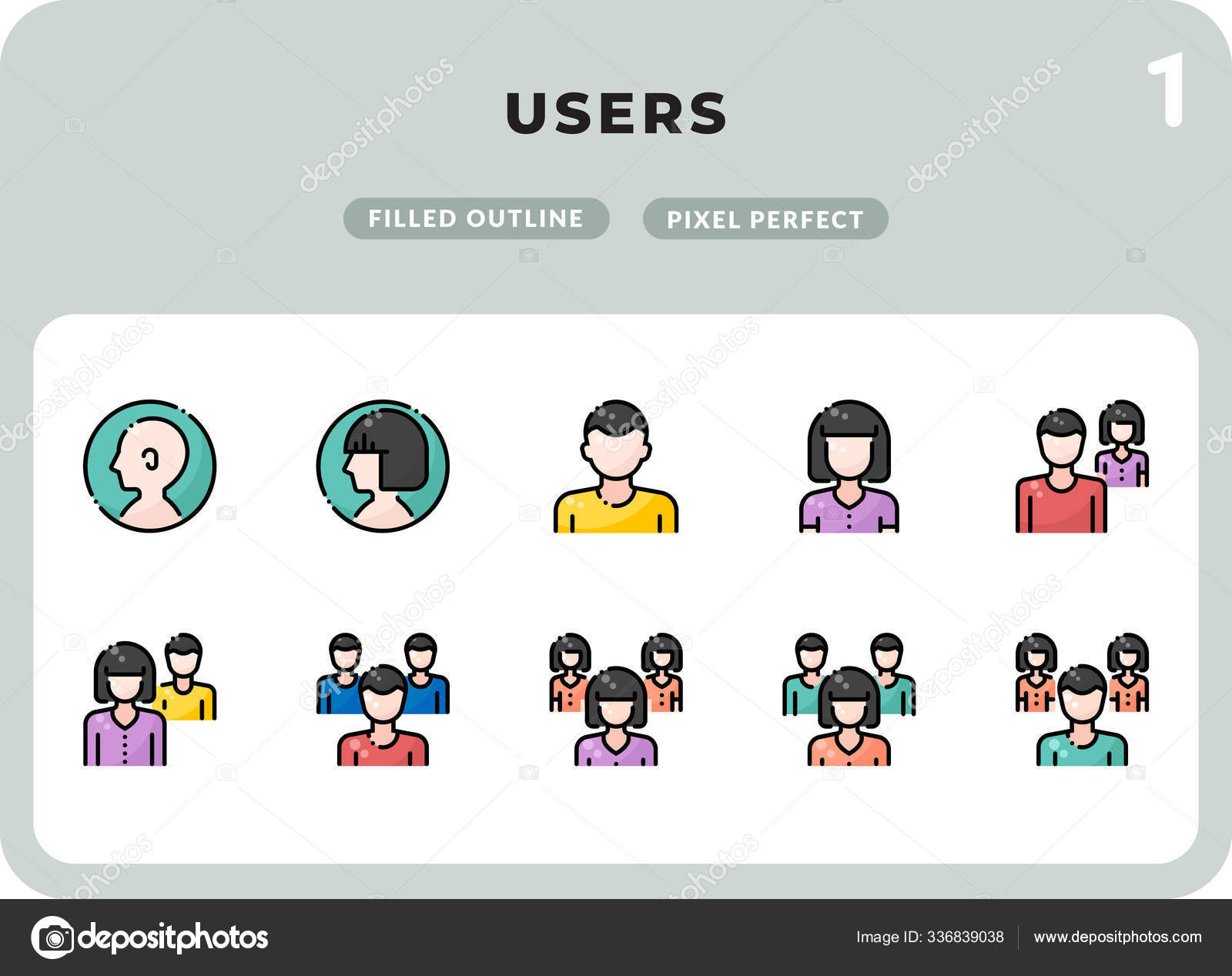 Users Filled Icons Pack for UI. Pixel perfect thin line vector icon set ...