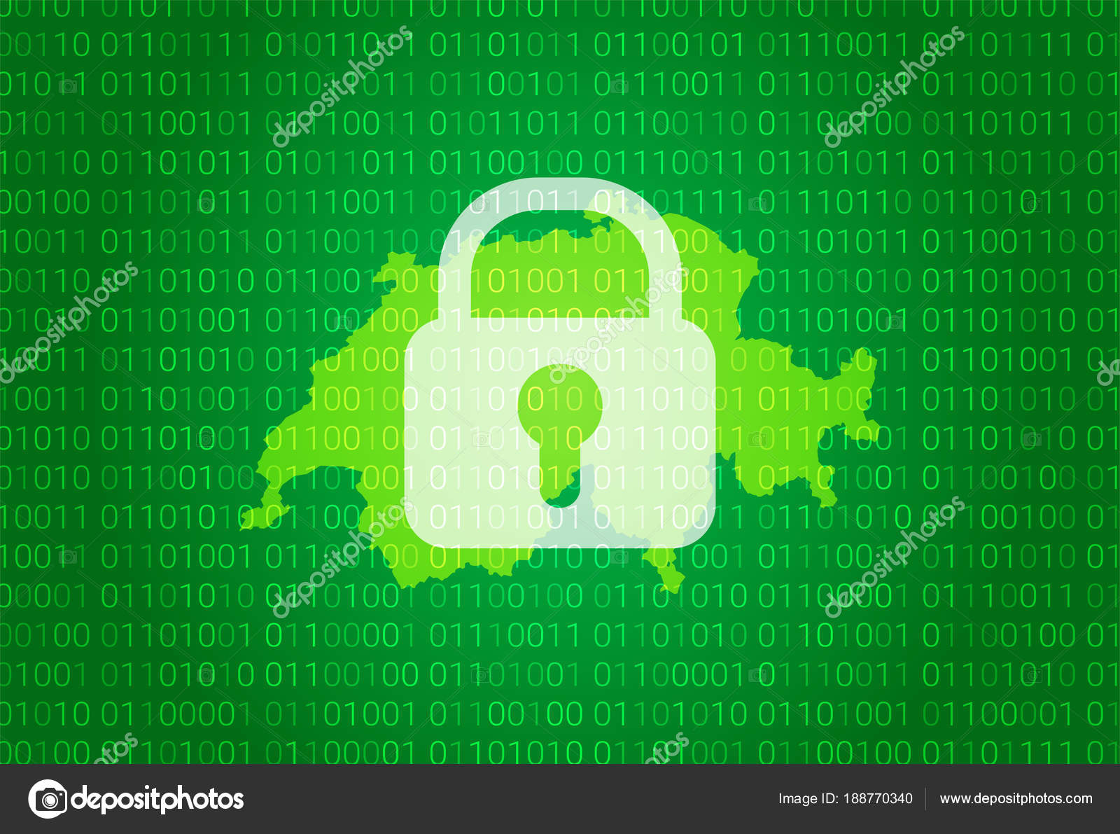 Map of Switzerland. illustration with lock and binary code background. internet blocking,virus ...