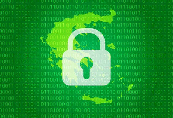 Map of Switzerland. illustration with lock and binary code background. internet blocking,virus ...