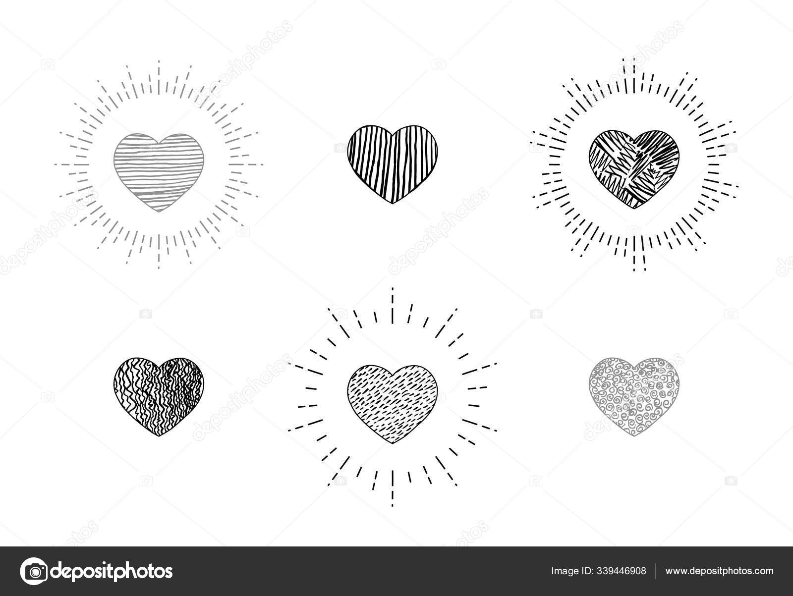 Linear Drawing of Sun Rays or Sun Burst with Heart Stock Vector Image ...