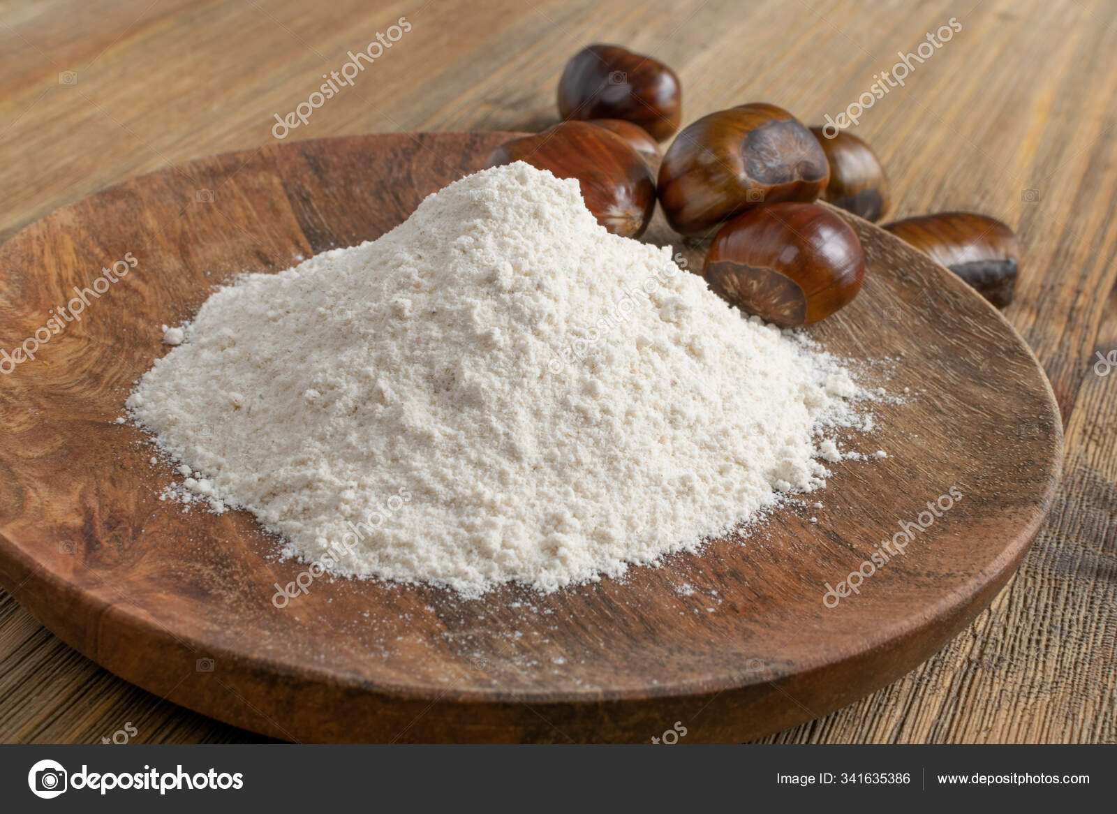 Chestnut Flour with Edible Sweet Chestnuts, Christmas Food Stock Photo ...