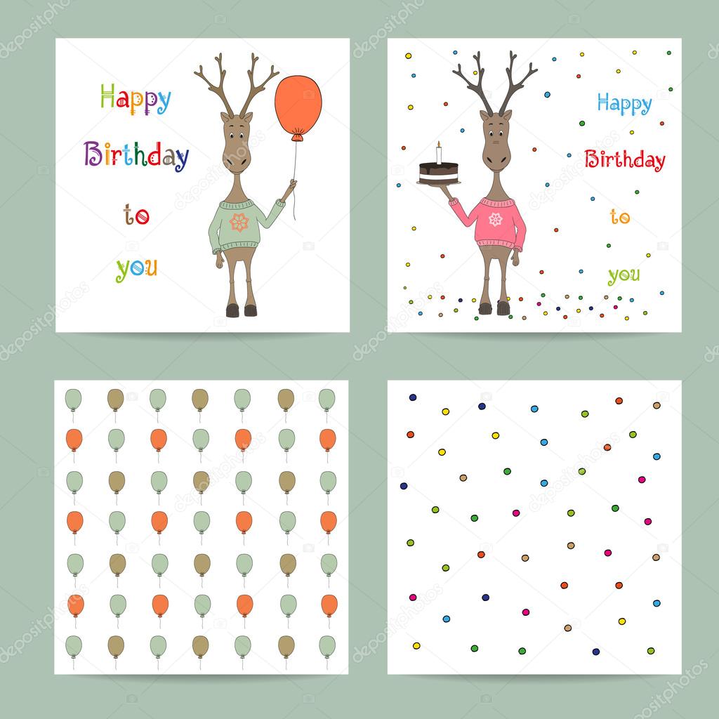 Happy birthday cards and patterns — Stock Vector © OlhaYerofieieva ...
