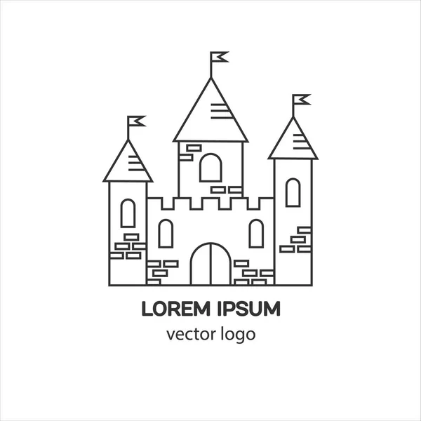 Vector cute little castle logo for baby shop. Kids town logo. — Stock ...