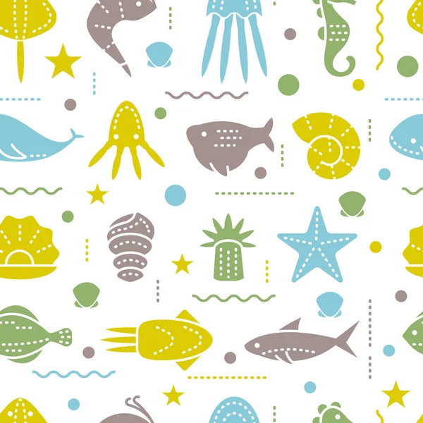 Sea creatures seamless pattern Stock Vector by ©OlhaYerofieieva 200752276