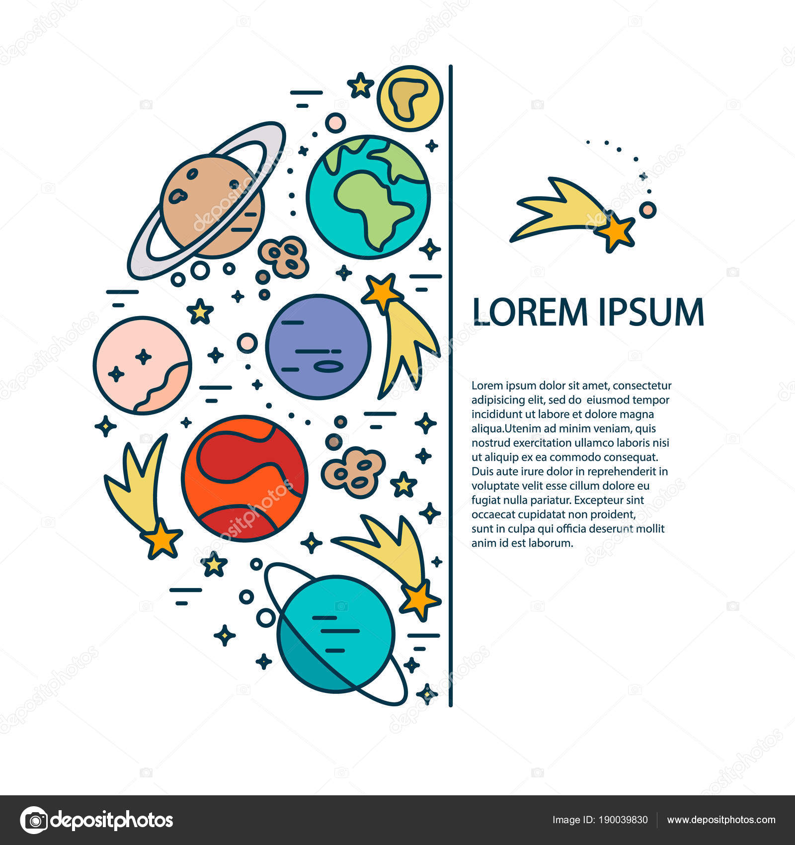 Planets Solar System in linear style. Stock Vector Image by ...