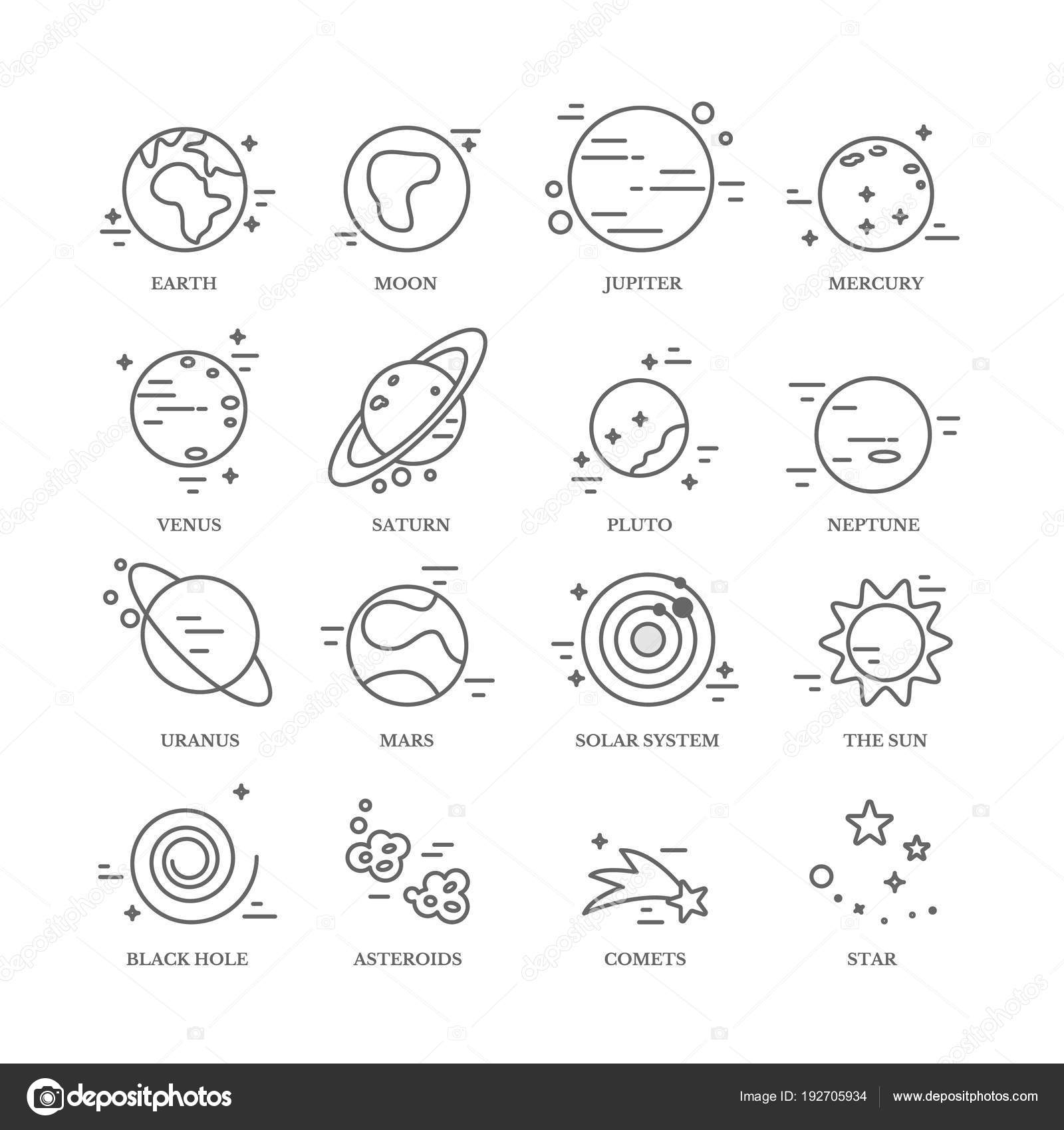 Planets Solar System in linear style. Stock Vector Image by ...