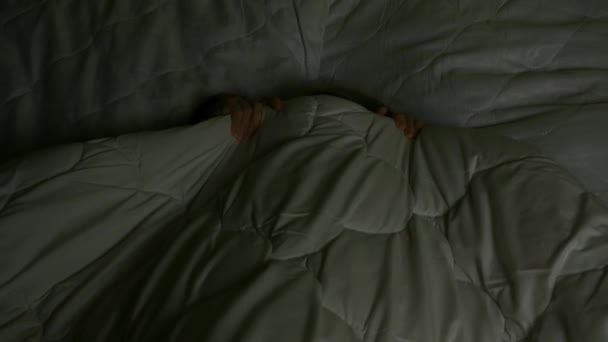 Young Couple Flirting Get Naughty Blanket — Stock Video © Klimovvitalii