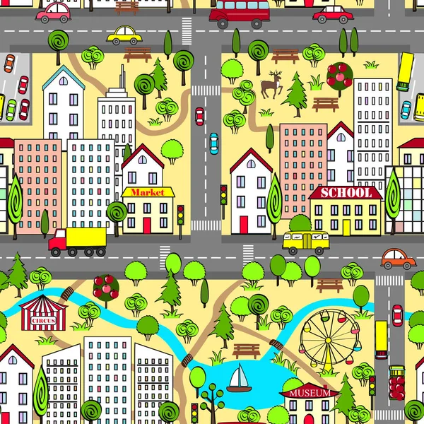 Cartoon mountain roads | Cartoon city frame. Map landscape with cities ...