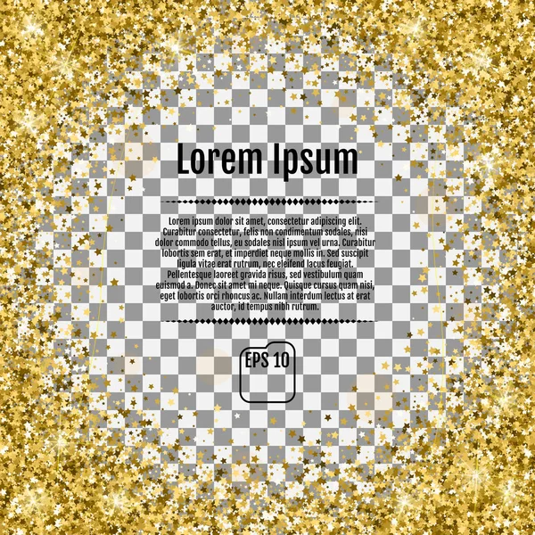 Round gold frame or border of random scatter golden stars on Tra ...