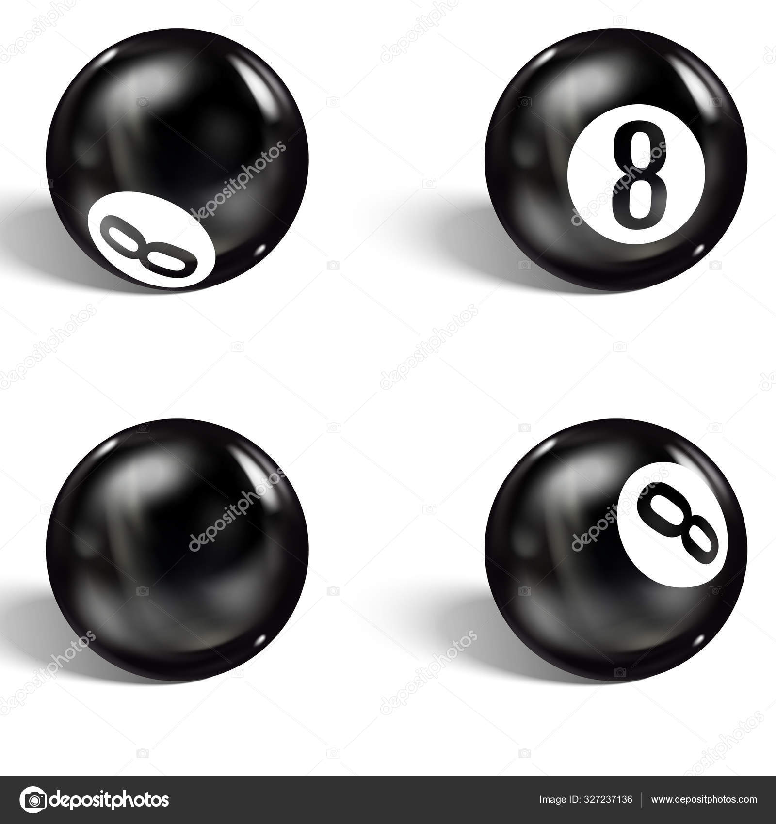 Set of realistic 8 ball. Isolated on a white background Stock Vector ...
