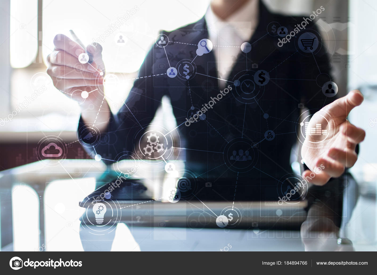 Template for text, Virtual screen Background with icons. Business ...